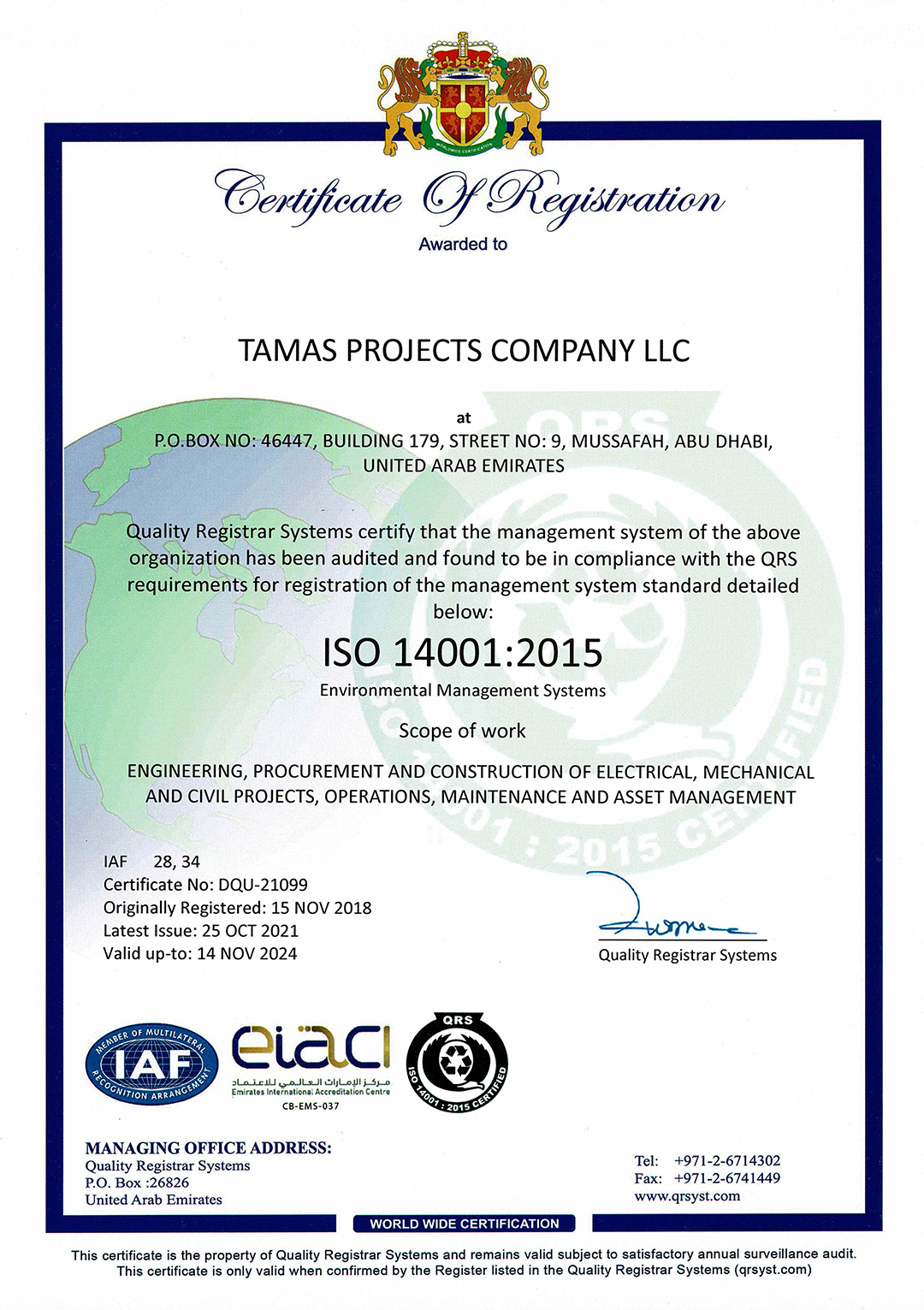 QHSE Policy – TAMAS